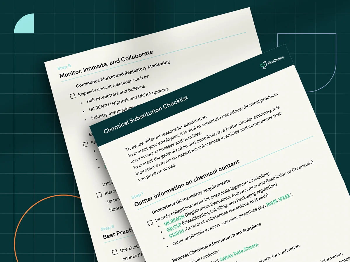 Chemical Substitution Checklist | EcoOnline NZ